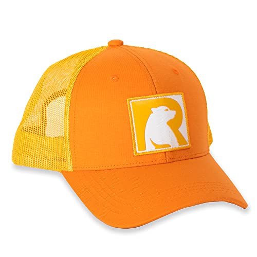 RTIC Bear Logo Trucker Hat, Breathable Mesh Back Adjustable Baseball Cap for Hiking, Fishing, Camping, Sports, Orange and Clementine