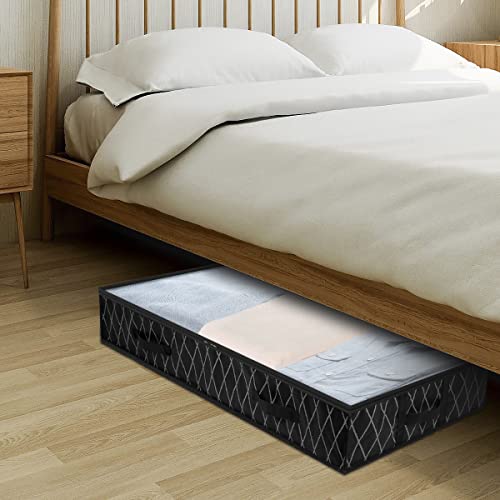 Under Bed Storage Bags Large Capacity Underbed Clothing Organizer with Clear Cover and Reinforced Handles Foldable Underbed Storage Bins Durable Organizer for Clothes Blankets Bedding