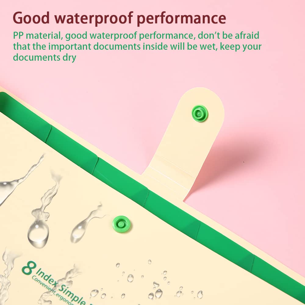Accordion Aesthetic Folder Letter Size with 8 Pocket/Snap Closure/Tab, Folder for Important Documents Cute, Filing Envelopes Expandable, Expanding File Organizer (Pink)