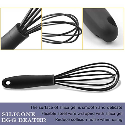 BILLIOTEAM 5 Pack Colorful Mini Silicone Kitchen Whisks,Mini Kitchen Whisk for Dough Milk Egg Blending Stirring Whisking and Beating,Hair Color,Small Craft Projects(5 Colors,6 Inches)