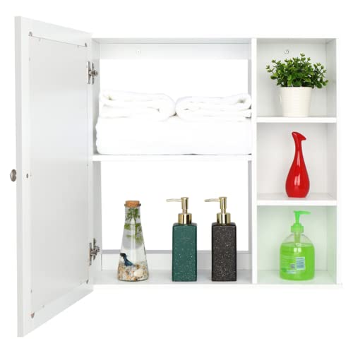 YEMELI Bathroom Cabinet Bathroom Wall Mirror Medicine Cabinet Bathroom Cabinet Wall Mounted Single Mirror Door White 24 x 7.5 x 24 Inch