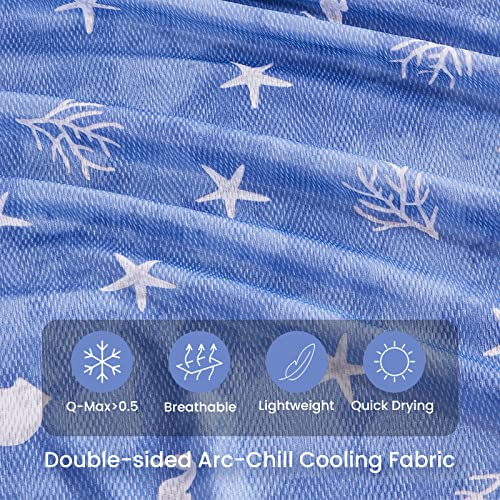 Elegear Cooling Throw Blanket, Q-Max>0.5 Japanese Arc-Chill Cooling Blankets for Hot Sleepers, Double Sided Cold Blankets for Sleeping, Lightweight Breathable Summer Blanket (Blue, Throw XL 50"x70")