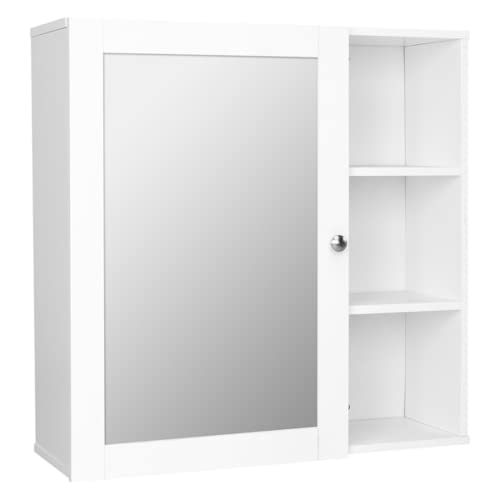 YEMELI Bathroom Cabinet Bathroom Wall Mirror Medicine Cabinet Bathroom Cabinet Wall Mounted Single Mirror Door White 24 x 7.5 x 24 Inch