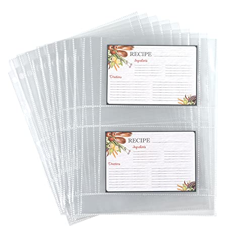 Samsill Recipe Card Page Protectors for 8.5 x 11 inch 3 Ring Binder, 4 x 6 Pockets, 2 Pockets, 25 Count, Recipe Book Pocket Page Refill Sheets, Side Margin Loading, Fits Standard 3 Ring Binders