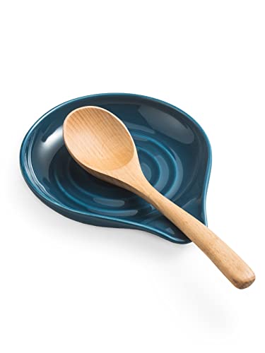 Spoon Rest for Stove Top Cooking Spoon Holder for Kitchen Countertop Large Holder for Spatula, Spoons or Tongs, Framhouse Decor, Housewarming Gifts, Blue