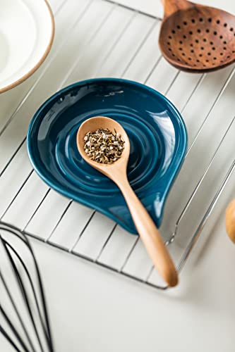 Spoon Rest for Stove Top Cooking Spoon Holder for Kitchen Countertop Large Holder for Spatula, Spoons or Tongs, Framhouse Decor, Housewarming Gifts, Blue