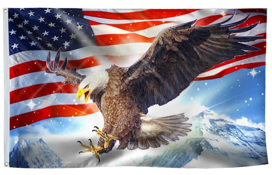 Fyon American Eagle Light Sky 3x5 Ft Flag - UV Fade Resistant Double Printed Polyester Banner for Outdoor or Indoor Use