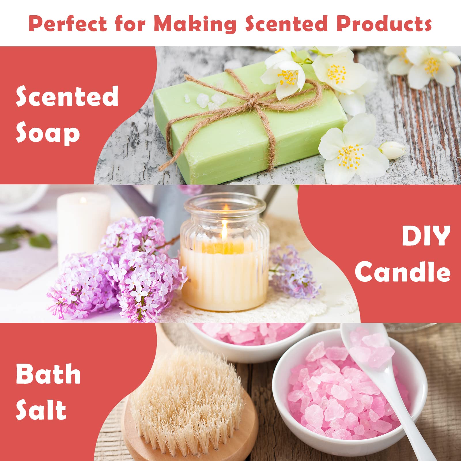 Floral Essential Oils, Holamay Premium Fragrance Oil for Candle Making, 5mlx10, Soap Making Scents - Rose, Jasmine, Neroli, Gardenia, Lilac and More, Aromatherapy Oils for Diffusers for Home