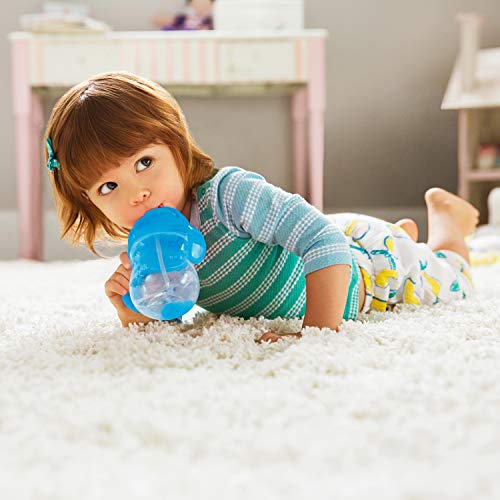 Munchkin® Any Angle™ Weighted Straw Trainer Cup with Click Lock™ Lid, 7 Ounce, 2 Pack, Blue/Green