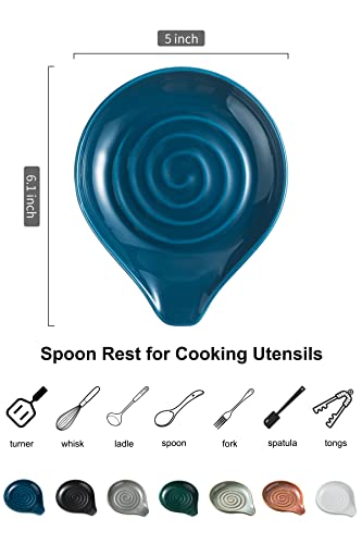 Spoon Rest for Stove Top Cooking Spoon Holder for Kitchen Countertop Large Holder for Spatula, Spoons or Tongs, Framhouse Decor, Housewarming Gifts, Blue