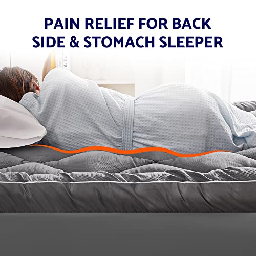 SLEEP ZONE Extra Thick Twin Mattress Topper Plush and Supportive for Back Pain, Breathable Embossed Mattress Pad Cover, Down Alternative Soft Bed Topper with Elastic Fitted Deep Pocket