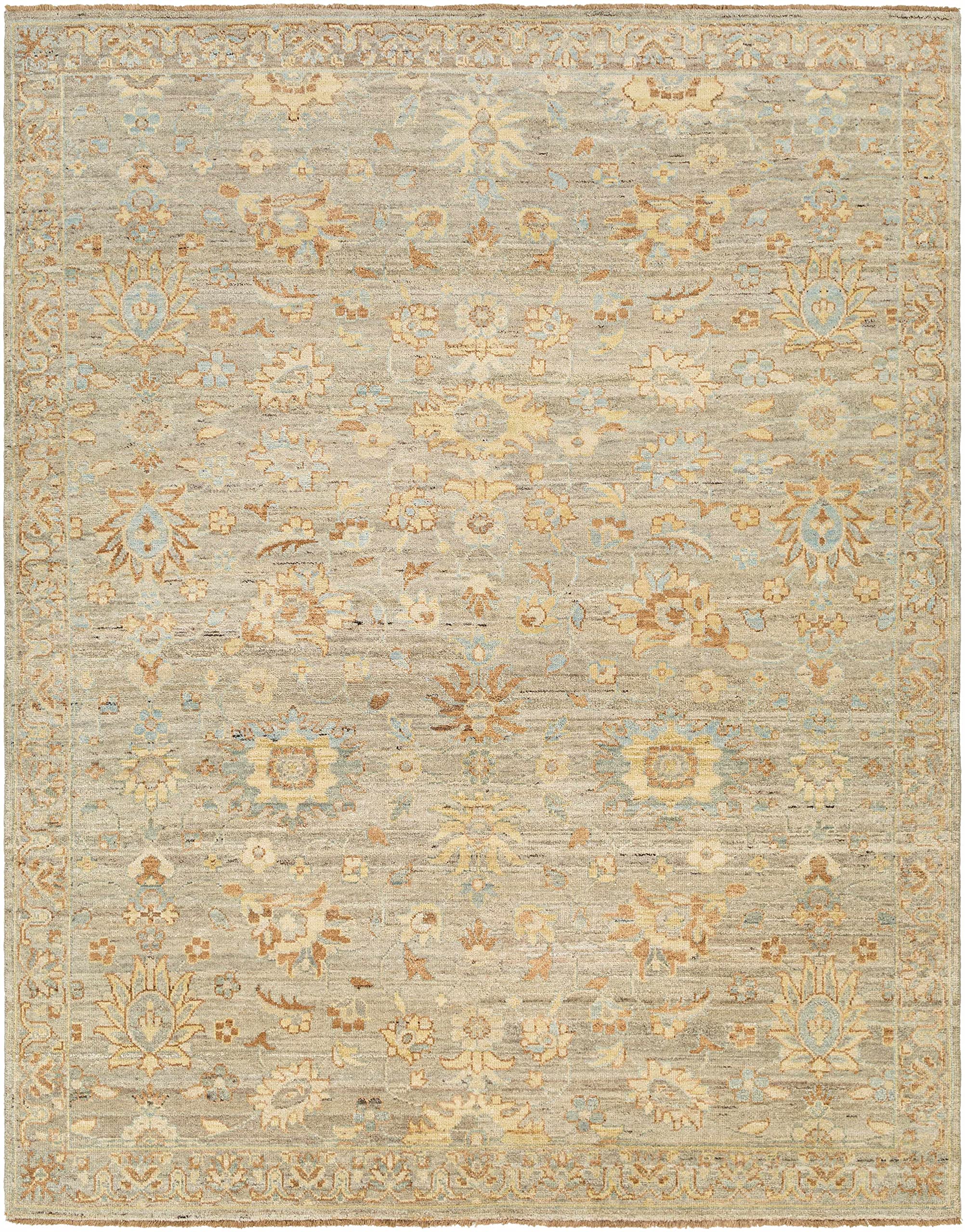 Hauteloom Afia Wool Living Room, Bedroom Area Rug - Traditional - Tan, DarkBlue, LightBlue - 8' x 10'