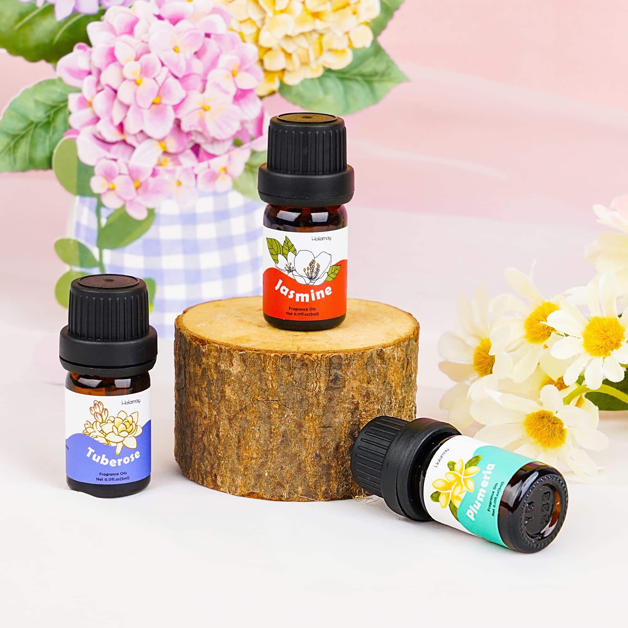 Floral Essential Oils, Holamay Premium Fragrance Oil for Candle Making, 5mlx10, Soap Making Scents - Rose, Jasmine, Neroli, Gardenia, Lilac and More, Aromatherapy Oils for Diffusers for Home