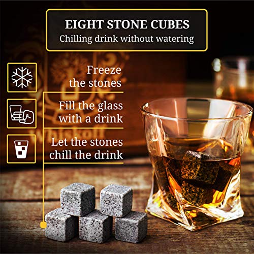 πππ¦π§ ππππ§: Fathers Day Dad Gifts For Men - Whiskey Glass Set of 2 - Bourbon Whiskey Stones Wood Box Gift Set - Includes Crystal Whisky Glasses, Chilling Rocks, Slate Coasters for Scotch Burbon