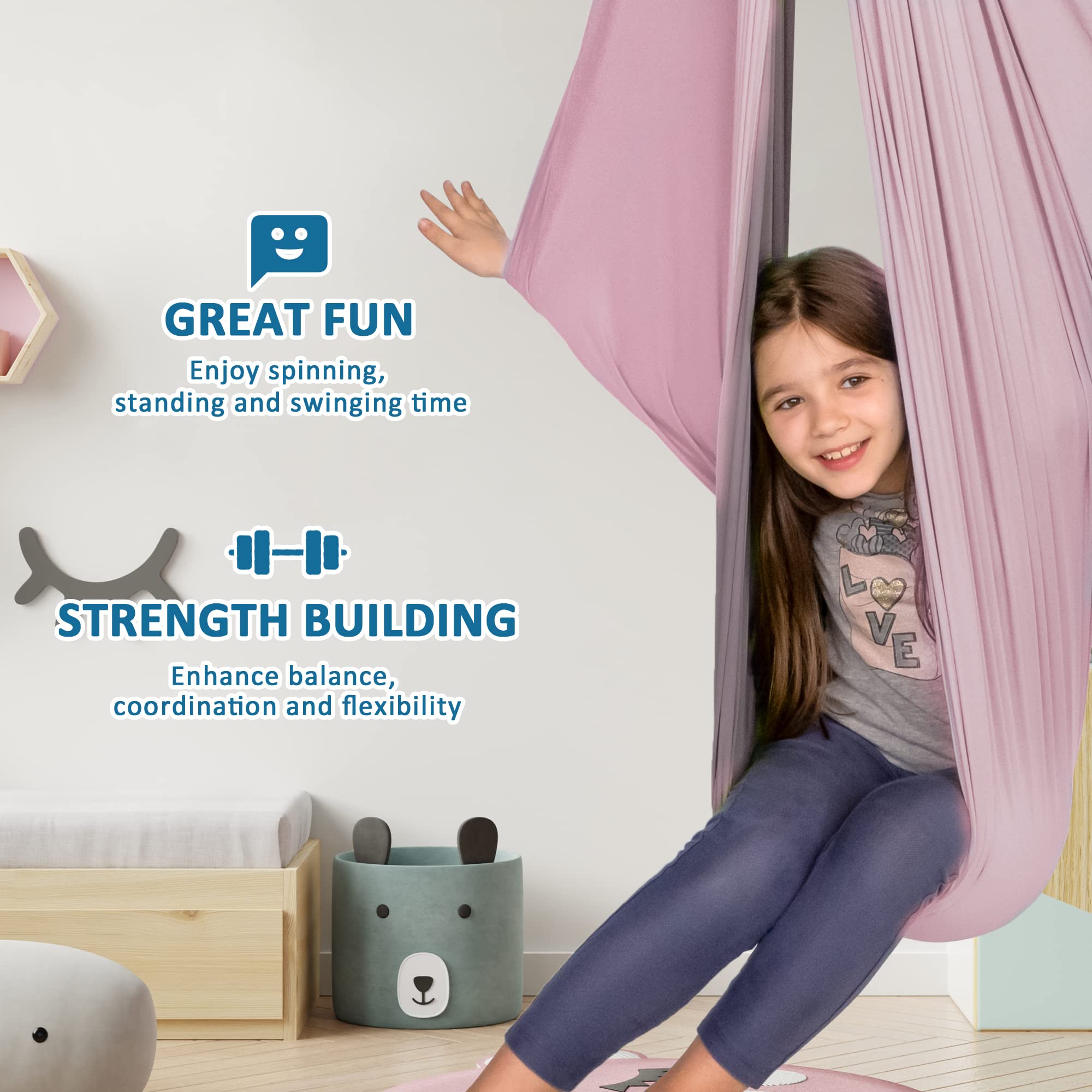 OUTREE Sensory Swing, Double Layer Therapy Swing with 360° Swivel Hanger, Healing & Relaxing Cuddle Sensory Swing for Kids and Adults with Autism, ADHD, Sensory Processing Disorder