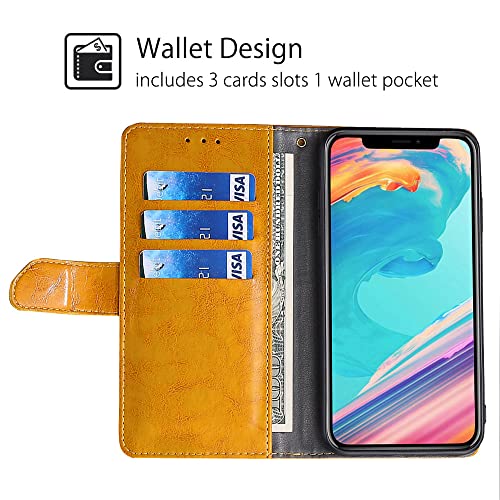YOUKABEI MojieRy Phone Cover Wallet Folio Case for Samsung Galaxy S9 Plus, Premium PU Leather Slim Fit Cover for Galaxy S9 Plus, 3 Card Slots, Align Cutouts, Golden