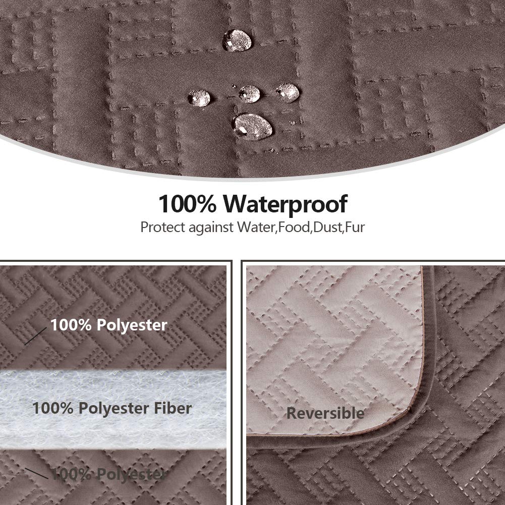 STONECREST Recliner Chair Cover Water Resistant, Reversible Washable Cover Stay in Place (Chocolate/Khaki, Recliner 34" T-Cushion Oversized)