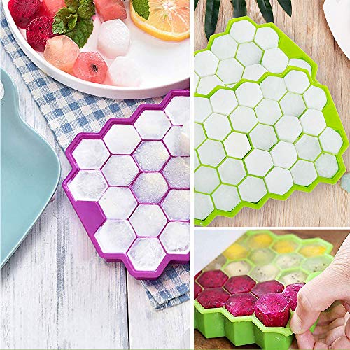 Ice Cube Trays with Lids 2 Pack Small Food Grade Silicone BPA Free for Freezer Flexible Easy-Release Stackable Ice Cube Mold
