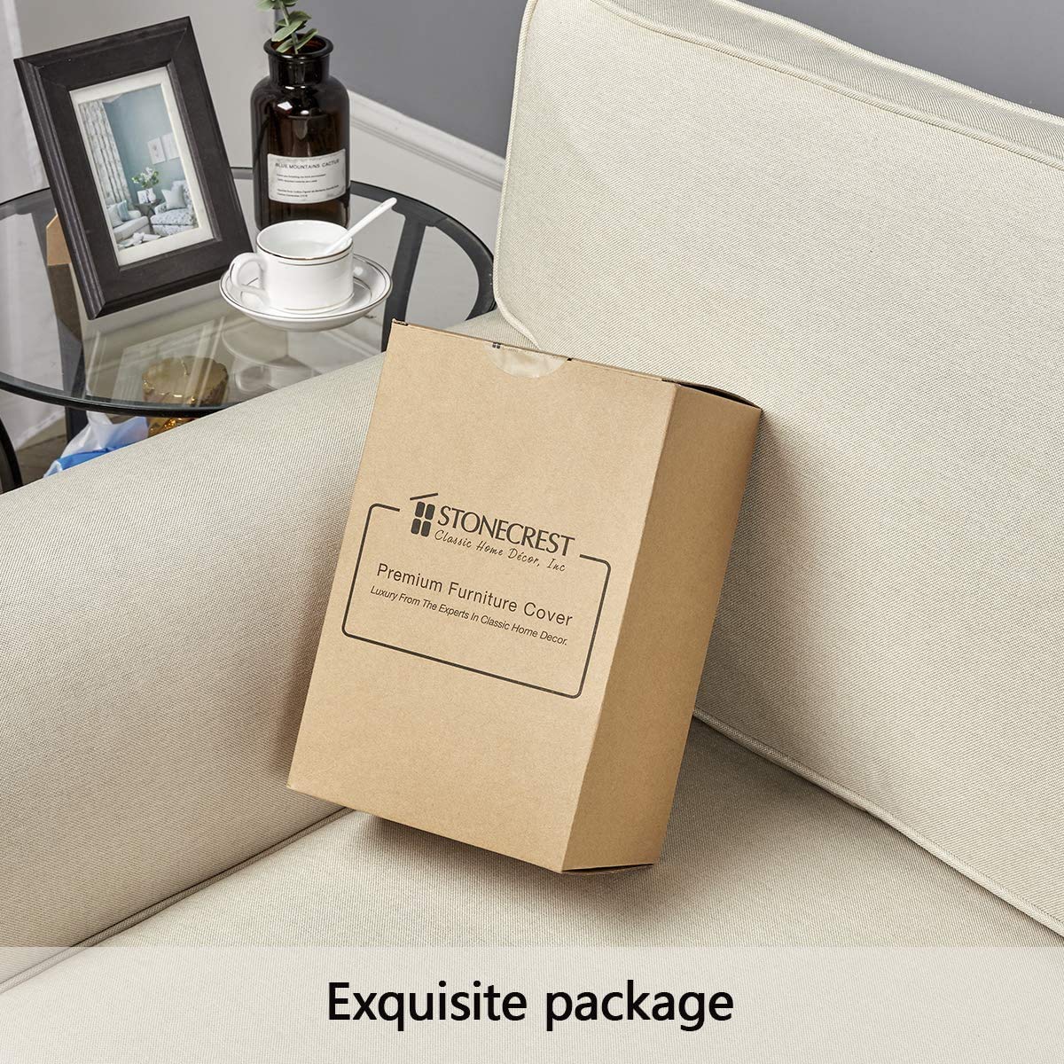 STONECREST Recliner Chair Cover Water Resistant, Reversible Washable Cover Stay in Place (Chocolate/Khaki, Recliner 34" T-Cushion Oversized)