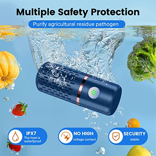 Fruit and Vegetable Washing Machine, Fruit and Vegetable Cleaner Device, Kitchen Gadget Food Purifier for Deep Cleaning Fruits, Vegetables, Rice, Meat and Tableware (Blue)
