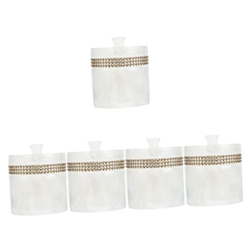 Cabilock Resin Swab Box Decor Storage Boxes with Lids Makeup Storage Organizer Box 5pcs Bathroom Canisters Jars Hair Band Holder Makeup Cotton Storage Jar Cotton Pad Container
