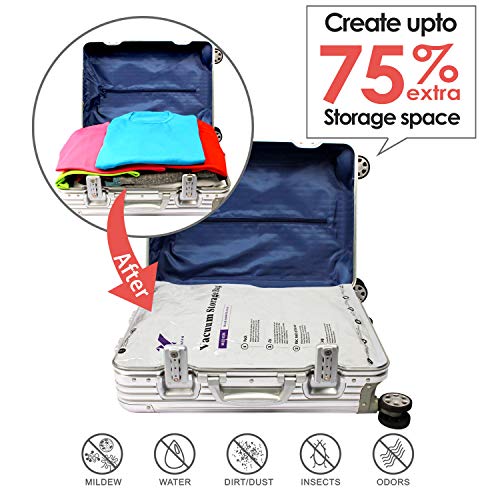 VMSTR Travel Vacuum Storage Bags with Electric Pump, 6 Pack Space Saver Bags for Clothes, Vacuum Bags for Blankets, Pillow, Toys