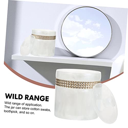 Cabilock Resin Swab Box Decor Storage Boxes with Lids Makeup Storage Organizer Box 5pcs Bathroom Canisters Jars Hair Band Holder Makeup Cotton Storage Jar Cotton Pad Container