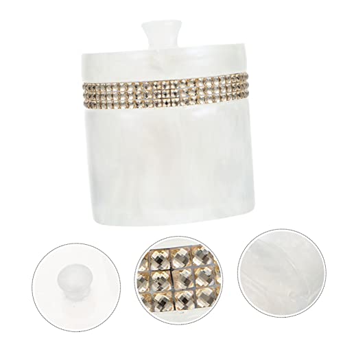 Cabilock Resin Swab Box Decor Storage Boxes with Lids Makeup Storage Organizer Box 5pcs Bathroom Canisters Jars Hair Band Holder Makeup Cotton Storage Jar Cotton Pad Container