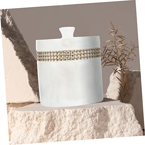 Cabilock Resin Swab Box Decor Storage Boxes with Lids Makeup Storage Organizer Box 5pcs Bathroom Canisters Jars Hair Band Holder Makeup Cotton Storage Jar Cotton Pad Container