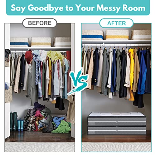 GARPROVM Under Bed Storage Bags, Organizer Container Clothes Storage Foldable Bags for Clothing, Sweaters, Comforter, Blanket, Pillows,Toys