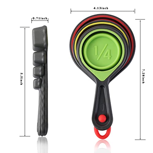 Collapsible Colander - 2 Pc Strainer Plus Portable Food Grade Silicone Measuring Cups and Spoons - Pasta Strainer for Draining, Vegetables, Fruits 1 Medium 4-Quart & 1 Small 2-Quart - Home Essentials