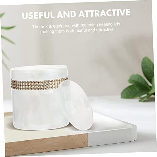 Cabilock Resin Swab Box Decor Storage Boxes with Lids Makeup Storage Organizer Box 5pcs Bathroom Canisters Jars Hair Band Holder Makeup Cotton Storage Jar Cotton Pad Container