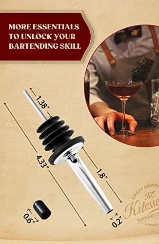 KITESSENSU 14 Pack Liquor Pourers, Stainless Steel Liquor Bottle Pourers for Alcohol, Bar Accessories Pour Spouts with Rubber Dust Caps