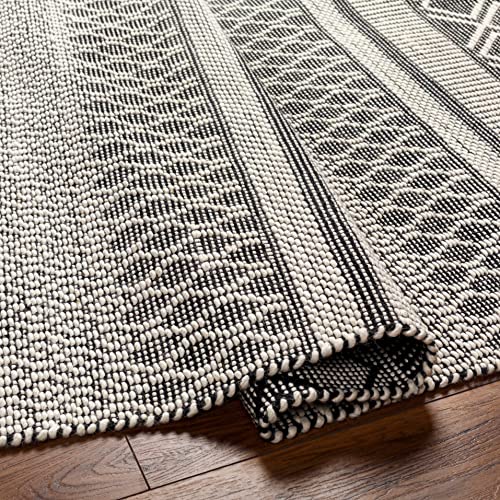 Hauteloom Hala Wool Living Room, Bedroom Area Rug - Gray, Ivory - 8' x 10'