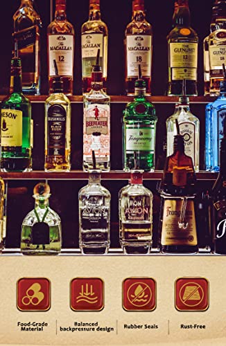 KITESSENSU 14 Pack Liquor Pourers, Stainless Steel Liquor Bottle Pourers for Alcohol, Bar Accessories Pour Spouts with Rubber Dust Caps