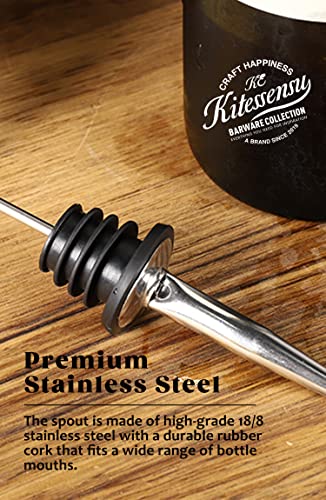 KITESSENSU 14 Pack Liquor Pourers, Stainless Steel Liquor Bottle Pourers for Alcohol, Bar Accessories Pour Spouts with Rubber Dust Caps