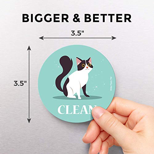 Large Dishwasher Magnet Clean Dirty Sign - Funny Design Magnets - Large, Strong, Cool Magnetic Gadgets for Kitchen Organization and Storage - Strong Double Sided Indicator (Cartoon Cat)