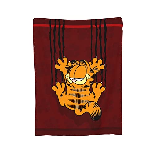 Garfield Blanket Super Soft Flannel Fleece Throw Blankets Luxury Warm Plush Bedding for Sofa Living Room Bedroom (Red, 50"X40")
