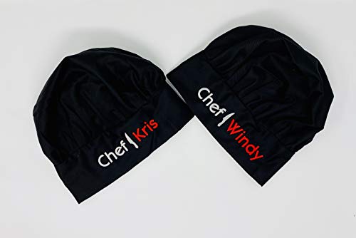 Embroidered Chef Hat with Custom Name a Great Gift Adult Premium Quality (Black)