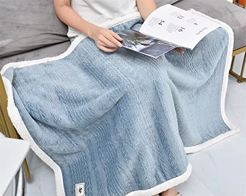 orejury Flannel Sherpa Fleece Throw Blanket for Couch, Light Blue Fuzzy Warm Soft Blanket for Sofa, a Shawl Blanket at Home or Outdoors, 60 in x 39 in