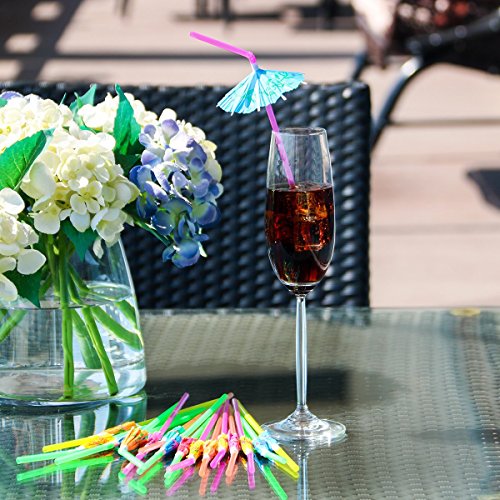 ALINK 50 Umbrella Parasol Drinking Straws, Hawaiian Beach Cocktail Luau Party Decorations Supplies
