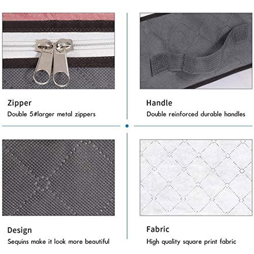 DinQ 2 Pack Queen Under Bed Storage Box with Clear Window, Zip Cover and Reinforced Handles for Clothing, Pillows, Quilts, Quilts, Blankets and Toys - Grey (2 Pack)