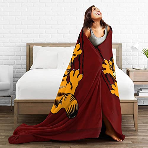 Garfield Blanket Super Soft Flannel Fleece Throw Blankets Luxury Warm Plush Bedding for Sofa Living Room Bedroom (Red, 50"X40")