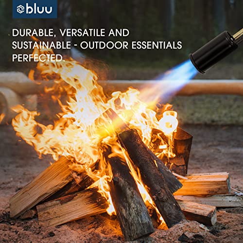 BLUU POWERFUL Cooking Propane Torch- Culinary Blow torch- Sous Vide- Adjustable Flame Thrower Fire Gun with Safety Lock- Campfire Starter- Outdoor Charcoal Lighter for Steak, BBQ and Baking