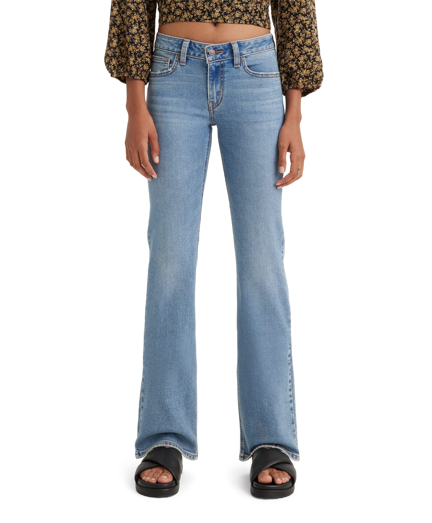 Levi's Women's Superlow Boot Jeans, Medium Indigo Destructed, 26