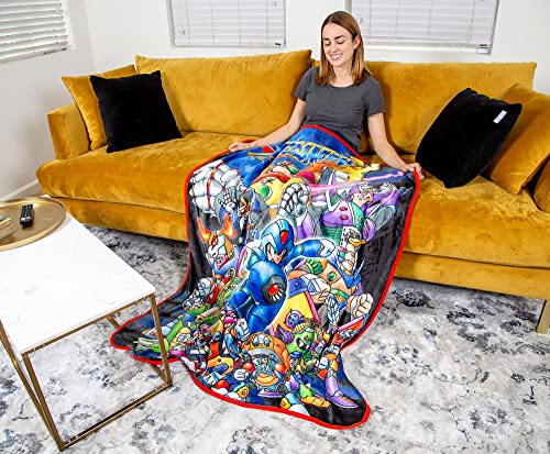 Mega Man X Fleece Throw Blanket | Plush Soft Polyester Cover For Sofa and Bed, Cozy Home Decor, Luxury Room Essentials | Capcom Video Game Gifts For Adults and Kids | 45 x 60 Inches
