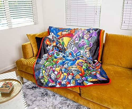 Mega Man X Fleece Throw Blanket | Plush Soft Polyester Cover For Sofa and Bed, Cozy Home Decor, Luxury Room Essentials | Capcom Video Game Gifts For Adults and Kids | 45 x 60 Inches
