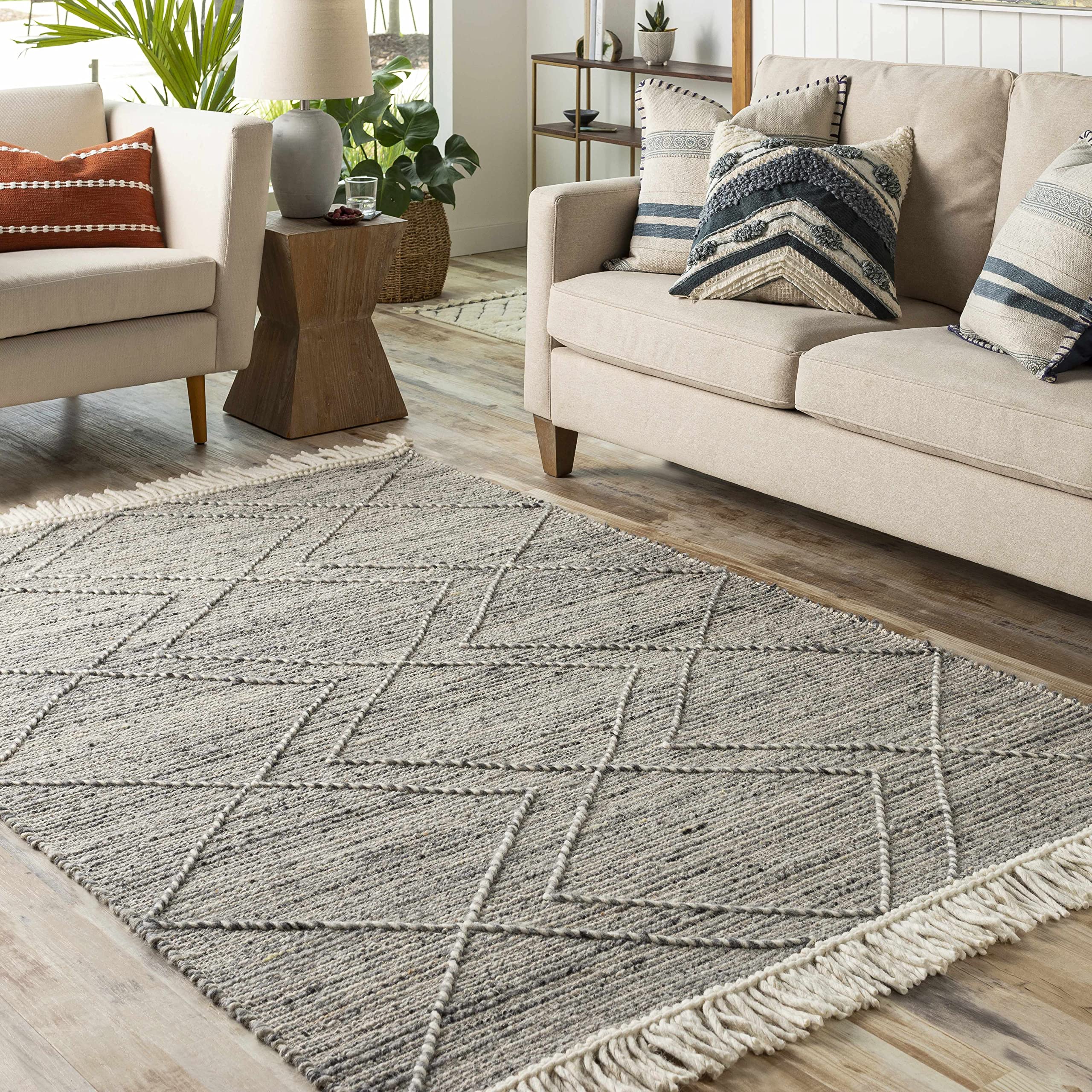 Hauteloom Malilipot Wool Living Room, Bedroom Area Rug - Gray, Beige - 8' x 10'