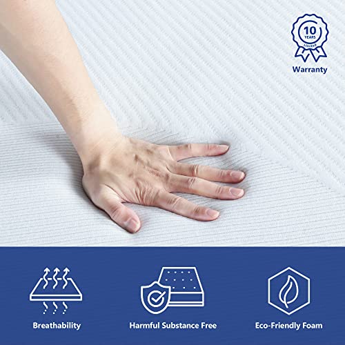 Olee Sleep 4 Inch Memory Foam Topper, Queen, White