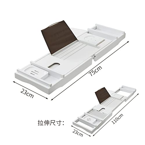 GANFANREN Extendable Bath Tub Caddy Wooden Bathtub Bridge Shelf Organizer Tray with Book Stand for Home Hotel Spa Salon